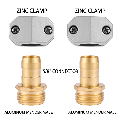Zinc and Aluminum Male Coupling, Fits All 5/8-Inch and 3/4-Inch Garden Hose Repair Fitting, 2 Pack