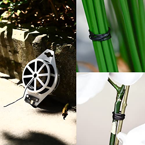 HONENCN Twist Ties Garden Plant Wires for Gardening Flower Vine Climbing and Office Organization with Built-in Cutter(328ft /100m) x1 Pack, Black。
