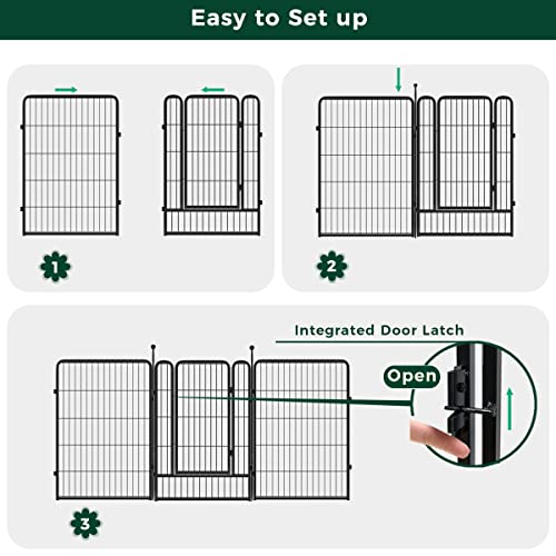 FXW Decorative Garden Metal Fence Temporary Animal Barrier for Yard, 5 Panels+1 Gate, 14'(L)×40"(H), Black