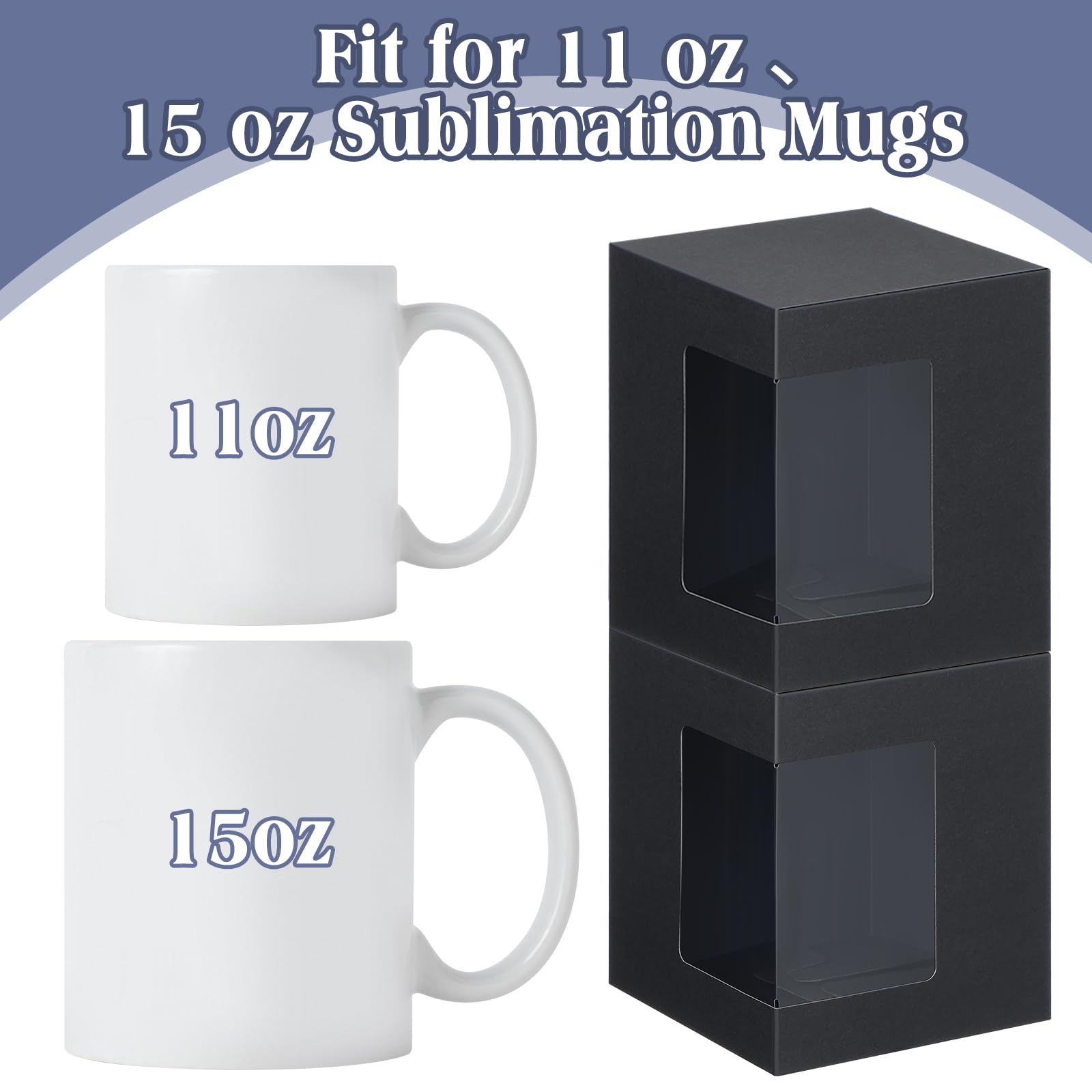 Harloon 36 Pack Mug Boxes for Gifts Coffee Mugs Boxes Gift for Shipping Sublimation Transparent Wine Glass Gift Packaging Box for Blanks 11oz, 12oz, 15oz Wrapping(Black)