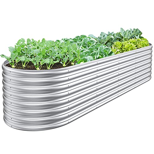 8x2x2/6.5x3.5x2/5x5x2ft Galvanized Raised Garden Bed for Vegetables, 9 in 1 Adjustable Outdoor Garden Raised Planter Box, Raised Beds for Gardening Flower