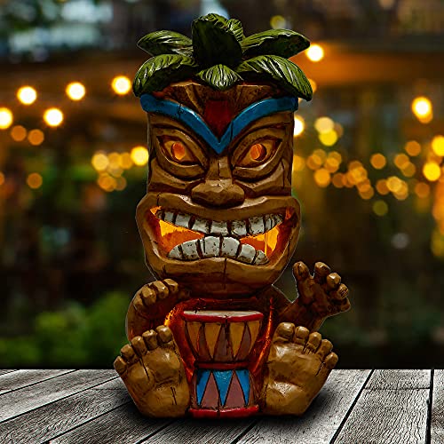 Yiosax Solar Lights Outdoor Garden Decor- Easter Garden Statues and Tiki Figurines for Bar Patio Lawn Yard Decorations | Auto On/Off & Long Working Hours(10.43inch Tall
