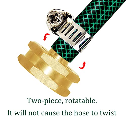 Joywayus 3/4" Barb x 3/4" Female GHT Thread Swivel Hex Brass Garden Water Hose Pipe Connector Copper Fitting with Stainless Clamp House/Boat/Lawn/Power Wash/Irrigation