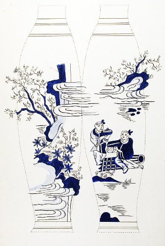 An original design for two porcelain vases