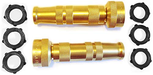 Hose Nozzle High Pressure - Lead-Free Brass for Car Or Garden - Solid Brass - 2 Nozzle Set - Adjustable Water Sprayer from Spray to Jet - Heavy Duty - Fits Standard Hoses - with Gardening E-Book
