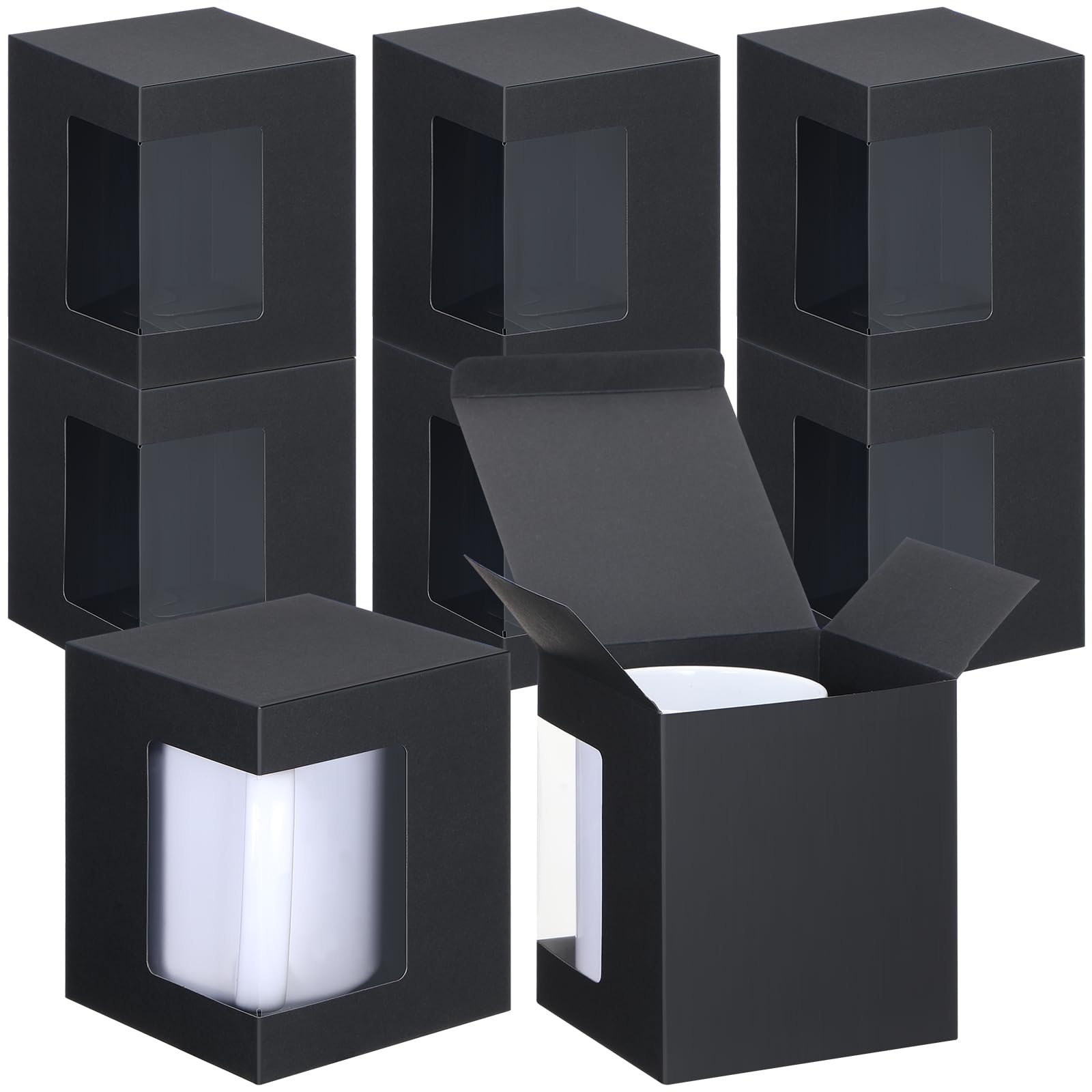 Harloon 36 Pack Mug Boxes for Gifts Coffee Mugs Boxes Gift for Shipping Sublimation Transparent Wine Glass Gift Packaging Box for Blanks 11oz, 12oz, 15oz Wrapping(Black)