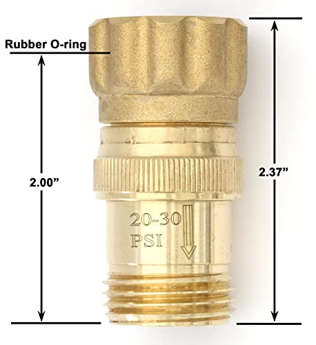 Vibrant Yard Co. LLC Lead-Free Brass 20-30 psi Water Pressure Reducer Regulator, 3/4 inch Hose Thread for Drip System, 140 psi Max Inlet Pressure