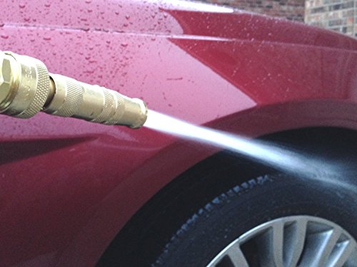 Hose Nozzle High Pressure - Lead-Free Brass for Car Or Garden - Solid Brass - 2 Nozzle Set - Adjustable Water Sprayer from Spray to Jet - Heavy Duty - Fits Standard Hoses - with Gardening E-Book