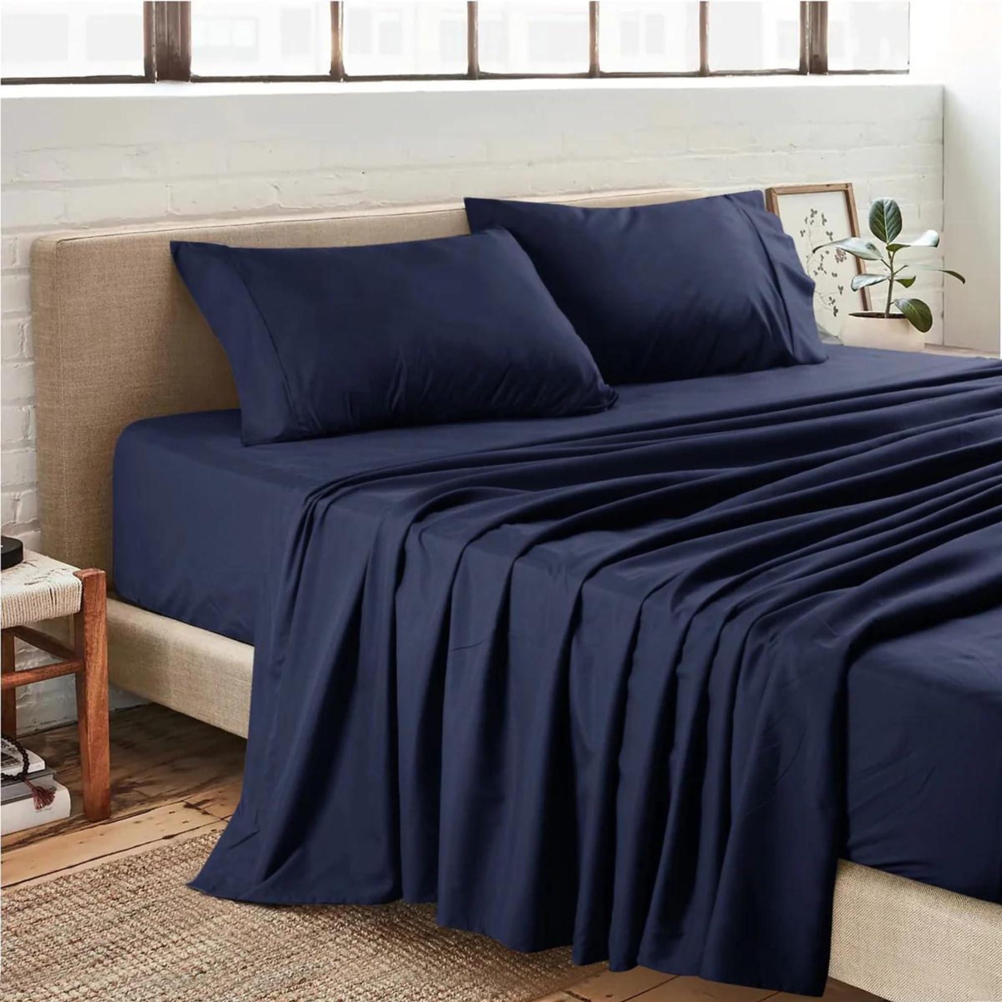 Premium Full Size Bed Sheets Set - 4 Piece Microfiber Full Size Sheets for Full Bed – Breathable Cooling Sheets with Deep Pockets - Wrinkle, Fade & Stain Resistance (Full, Navy)