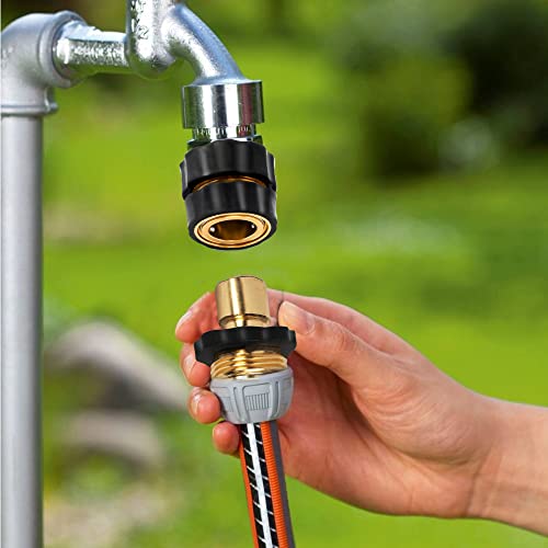 NEROSUN 3/4 Inch Garden Hose Quick Connector, 6 Set Male and Female Quick Connect Garden Hose Fittings