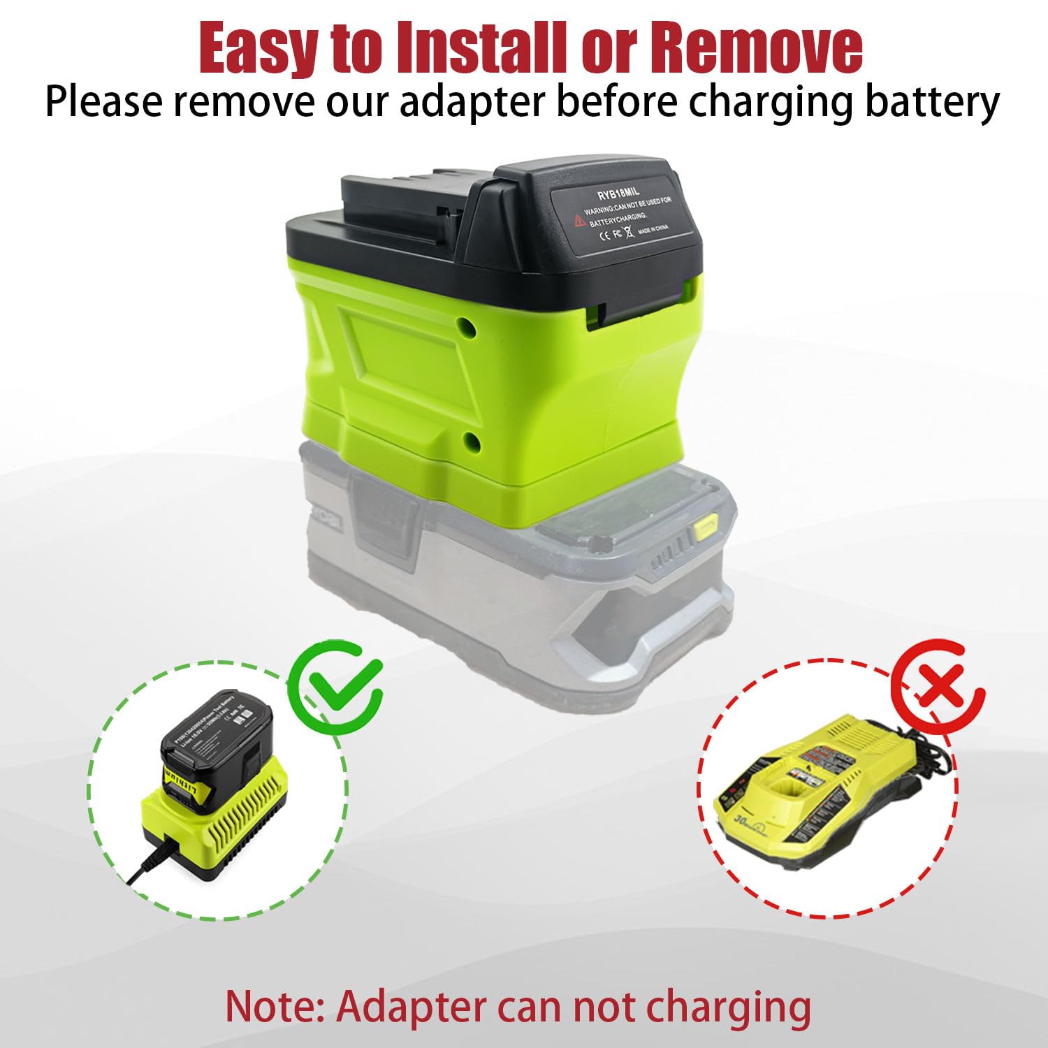 Laimiao Adapter for Ryobi 18V Battery, Convert to Replace for Milwaukee M18 18V Lithium Battery for Milwaukee M18 18V Power Tools(RYB18ML Adapter Not Battery)