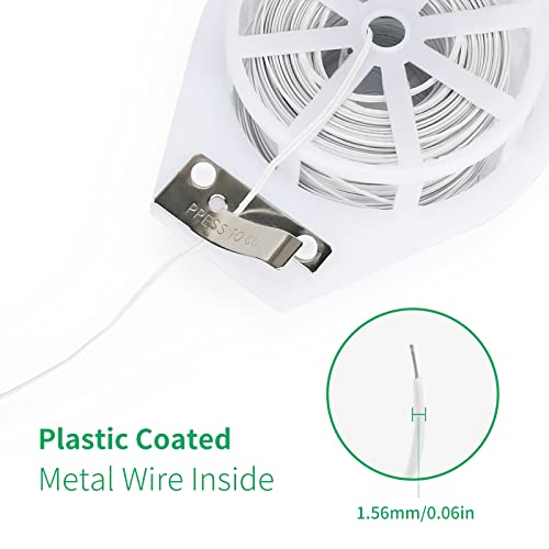 KINGLAKE 328 Feet Plastic Plant Twist Tie White Garden Plants Tie Multi-Use for Secure Vines,Plants