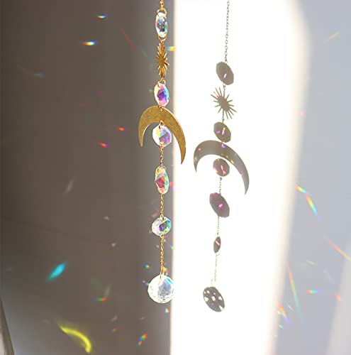Naturemama K9 Crystal suncatcher Rainbow Maker Hanging Prism Ornament Pendant Home Garden Car Decoration 6Pack Gift Kit Sun Catchers Indoor Window (Gold)