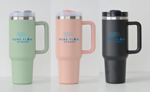 Pure Flow 40 oz Tumbler with Handle and Straw Lid,Stainless Steel Travel Mug Water Bottle Cup,Reusable Insulated Vacuum splashproof Cup,for Car,Home,Office,Gifts (black)