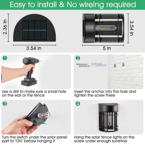 Outdoor Solar Fence Lights, Solar Garden Decorative Lights, Waterproof Solar Lights for Wall, Patio, Stairs, Backyard, Steps, Fence Decor,8 Pack