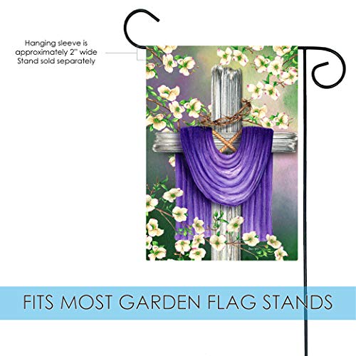 Toland Home Garden 1112324 Easter Cross Easter Flag 12x18 Inch Double Sided Easter Garden Flag for Outdoor House religious Flag Yard Decoration