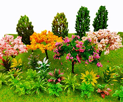 28 Pcs Miniature Fairy Garden Tree Plant Ornament, Mixed Model Trees 1-3 Inches, Miniature Dollhouse Pots Decor Moss Bonsai Micro Landscape DIY Craft Garden Ornament