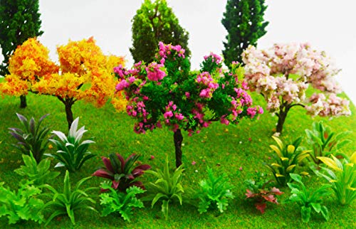 28 Pcs Miniature Fairy Garden Tree Plant Ornament, Mixed Model Trees 1-3 Inches, Miniature Dollhouse Pots Decor Moss Bonsai Micro Landscape DIY Craft Garden Ornament