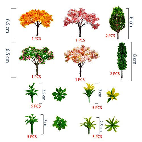28 Pcs Miniature Fairy Garden Tree Plant Ornament, Mixed Model Trees 1-3 Inches, Miniature Dollhouse Pots Decor Moss Bonsai Micro Landscape DIY Craft Garden Ornament