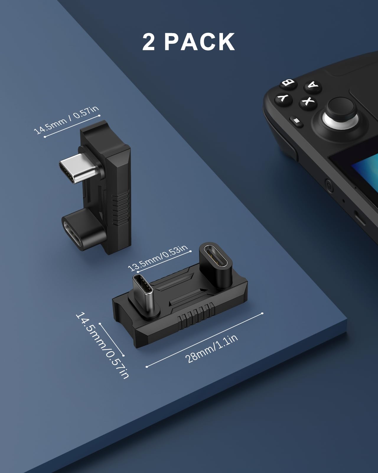 MoKo 180 Degree USB C Adapter with 13.5mm Wider Gap, U Shape USB-C Male to USB-C Female Connector with PD 240W/20 Gbps/8K, USB C 180 Angle Adapter for ROG Ally/Steam Deck/Legion Go/Laptop/Tablet/Phone