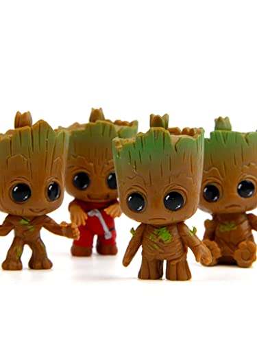 ZEshops 4pcs/Set Miniature Fairy Garden Sitting Groot Figurine PVC Statue Groot in for Kids Home Car Decor Gift