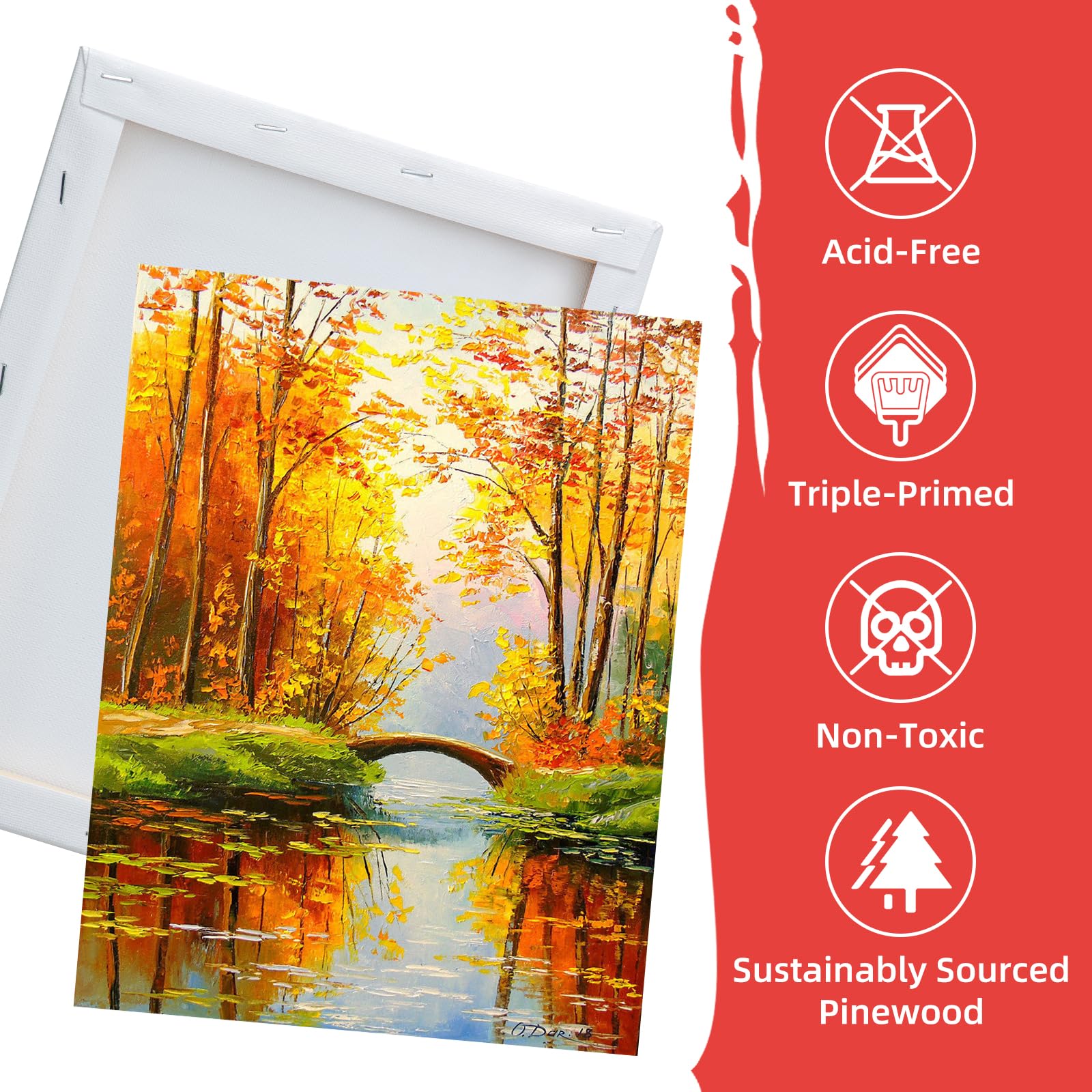 Simetufy 8x10 Inch Stretched Canvas for Painting, 12 Pack 100% Cotton Professional Blank Canvas, Canvases for Painting Using Acrylic Paint or Oil (Pre-Primed)
