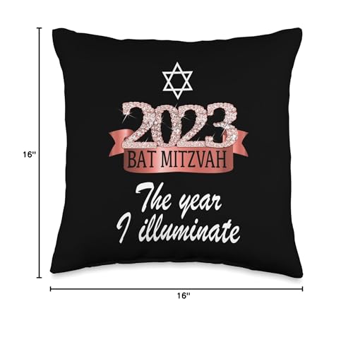 2023 Festive Black Rose Decor Bat Mitzvah Quote Throw Pillow