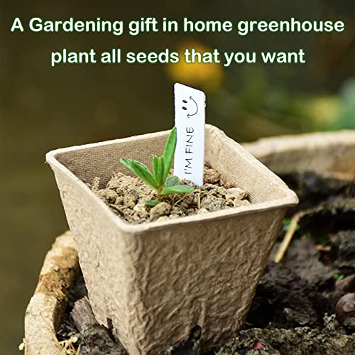 HEURYTEP 15 Packs Biodegradable Seed Starter Tray, 180 Cells Seed Starter Pots, Organic Peat Pots Kits, Seedling Starter Pots Garden Germination Trays with 20 Plant Labels, Middle Size
