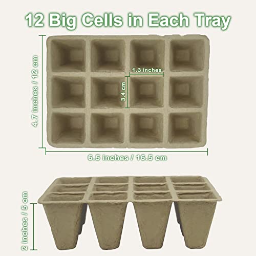 HEURYTEP 15 Packs Biodegradable Seed Starter Tray, 180 Cells Seed Starter Pots, Organic Peat Pots Kits, Seedling Starter Pots Garden Germination Trays with 20 Plant Labels, Middle Size