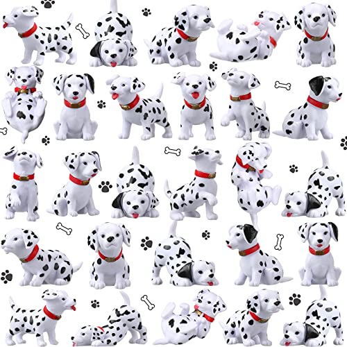 18 Pieces Mini Dog Animals Miniature Figurines Resin Dalmatian Cake Toppers Terrarium Crafts Ornament for Cake Decoration Garden Home Party Decor(18)