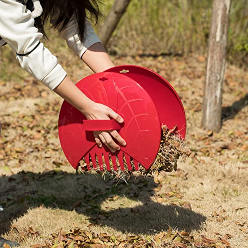 Gardenised Decorative Pair of Leaf Scoops, Hand Rakes for Lawn and Garden Cleanup, Red