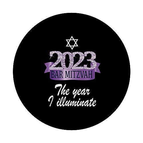 2023 Bar Mitzvah Quote Festive Black Purple Decor PopSockets Standard PopGrip