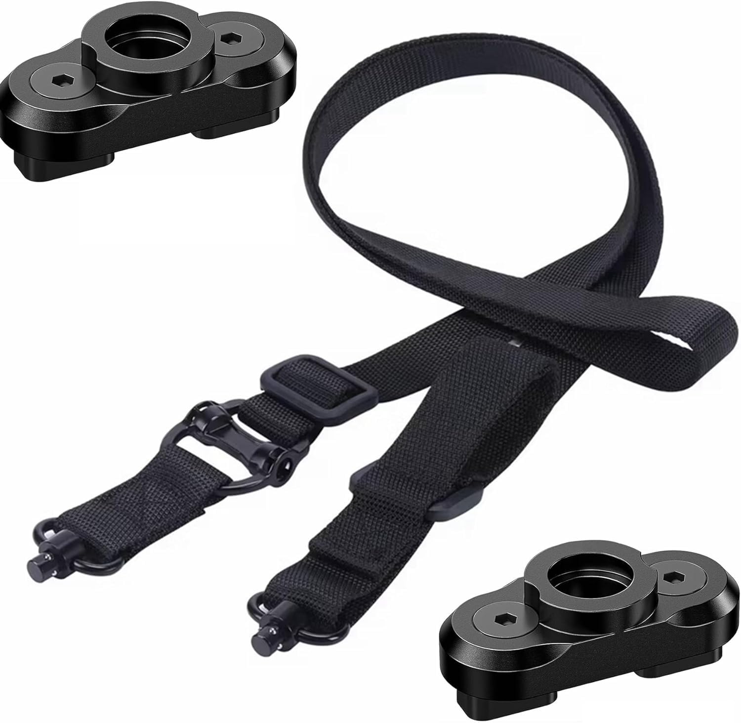 Two Point and Traditional Sling 2 Point Sling Quick Adjust with QD Sling Swivel for Hunting Black