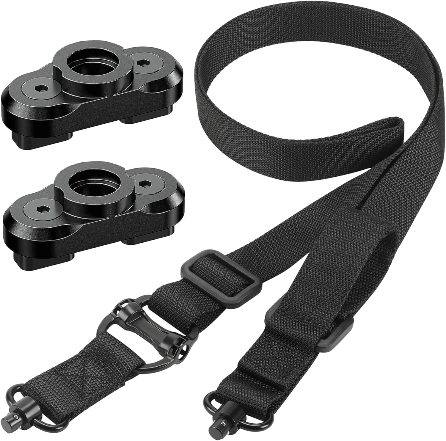 Two Point and Traditional Sling 2 Point Sling Quick Adjust with QD Sling Swivel for Hunting Black
