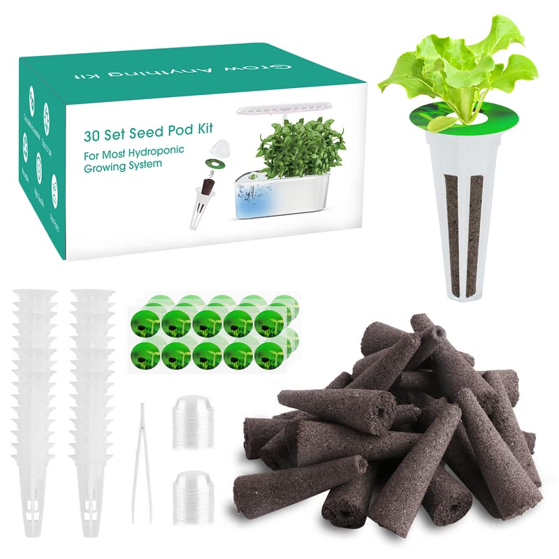 121 Pcs Seed Pod Kit for AeroGarden, Hydroponics Garden Accessories for Hydroponic Growing System, Grow Anything Kit with 30 Grow Sponges, 30 Grow Baskets, 30 Pod Labels, 30 Grow Domes, 1 Tweezer