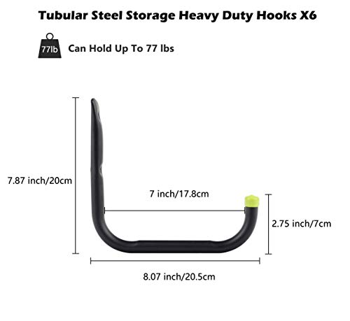 Intpro Garage Organization Hooks Heavy Duty Garage Storage Utility Wall Hooks Garden Tool Wall Hanger for Ladder Bike Shelf Hose Power Tool 6 Pack