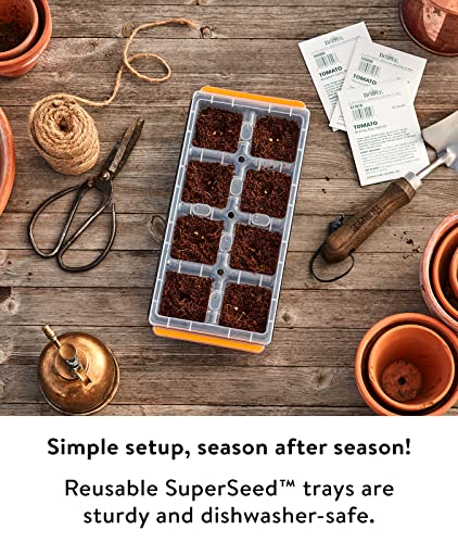 Burpee SuperSeed Windowsill Seed Starting Tray | 8 XL Cell | Seed Starter Tray | Reusable & Dishwasher Safe | for Starting Vegetable Seeds, Flower Seeds & Herb Seeds | Window Garden Seed Starting Kit