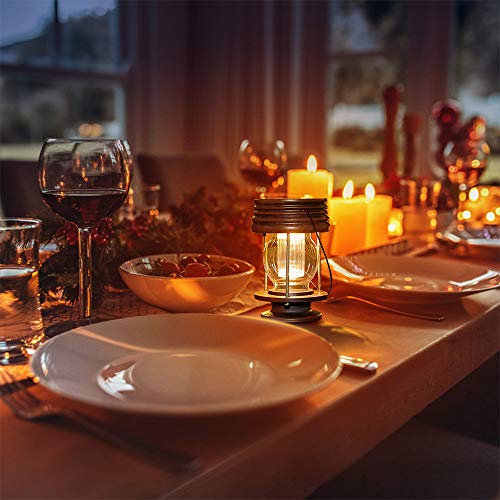 Pearlstar Solar Lantern Outdoor Waterproof Hanging Solar Garden Lights - 2 Pack Solar Powered Landscape Christmas Lanterns with Retro Design for Patio, Yard, Garden and Pathway Decor ( Warm Light )
