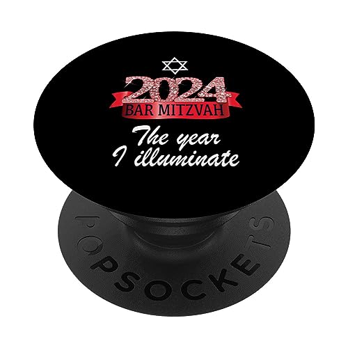 2024 Bar Mitzvah Quote Festive Black Red Decor PopSockets Standard PopGrip