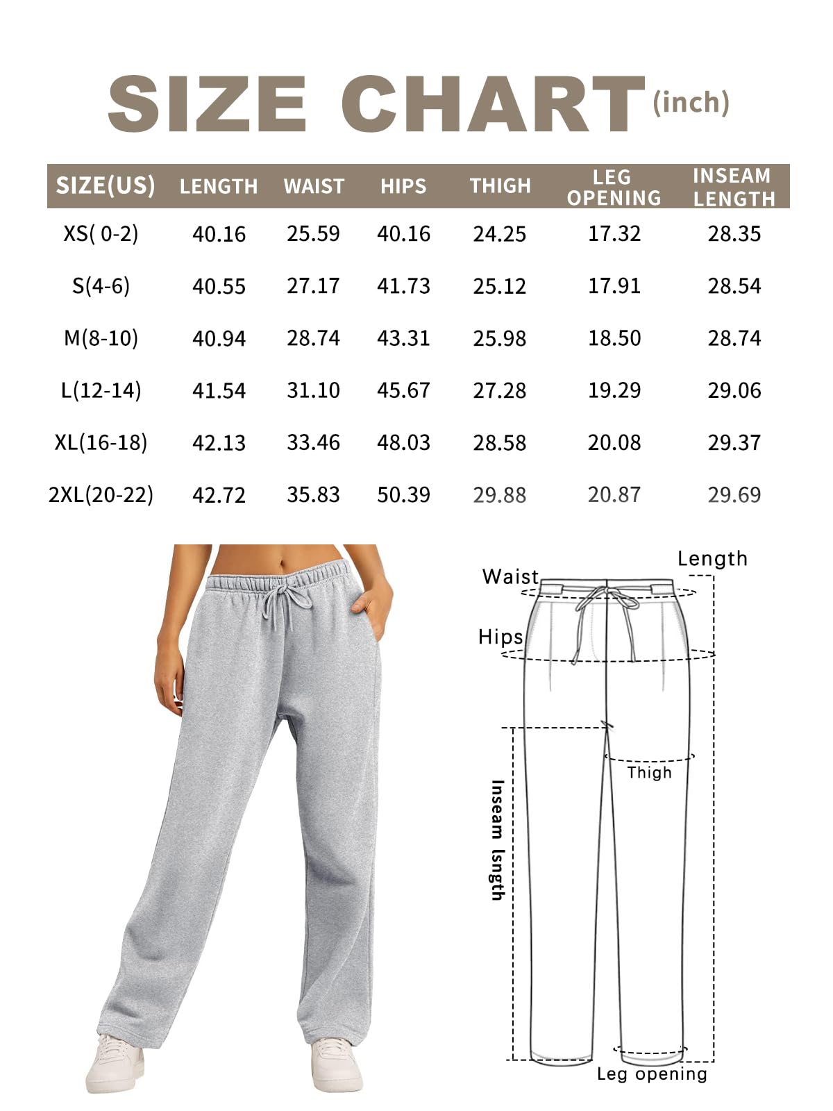 AUTOMET Women's Wide Leg Sweatpants Fleece Lined Baggy Straight Leg Lounge Pants Fall Outfits Athletic Joggers with Pockets Beige L