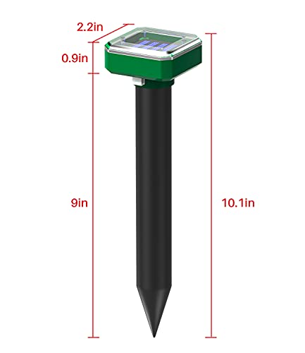 Solar Mole Repellent, Ultrasonic & Solar Powered Gopher Repellent, Waterproof Sonic Groundhog Repeller Rodent Gopher Deterrent Vole Chaser for Lawn, Yard & Garden of Outdoor Use (4 Pack)