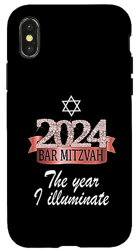 iPhone X/XS 2024 Bar Mitzvah Quote Festive Black Rose Decor Case