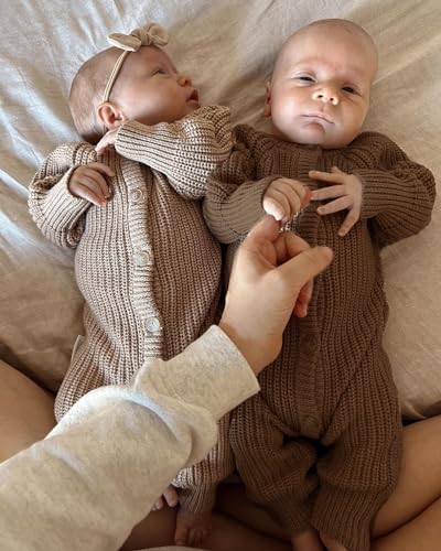 Kurylemon Baby Romper Solid Color Infant Newborn Boy Knit Clothes Button Jumpsuit Winter One Piece Outfit