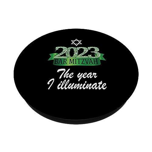 2023 Bar Mitzvah Quote Festive Black Green Decor PopSockets Standard PopGrip