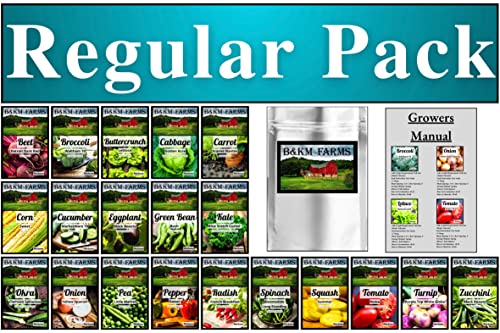 20 Vegetable & Fruit Seeds for Planting Your Outdoor & Indoor Home Seed Garden, Survival Gear Kit Includes 3200 Seeds, A Growing Guide & Mylar Package Gardening Heirloom Non-GMO Veggie Seed B&KM Farm