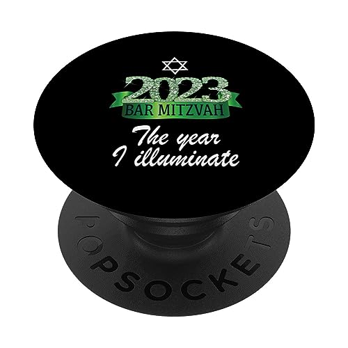 2023 Bar Mitzvah Quote Festive Black Green Decor PopSockets Standard PopGrip