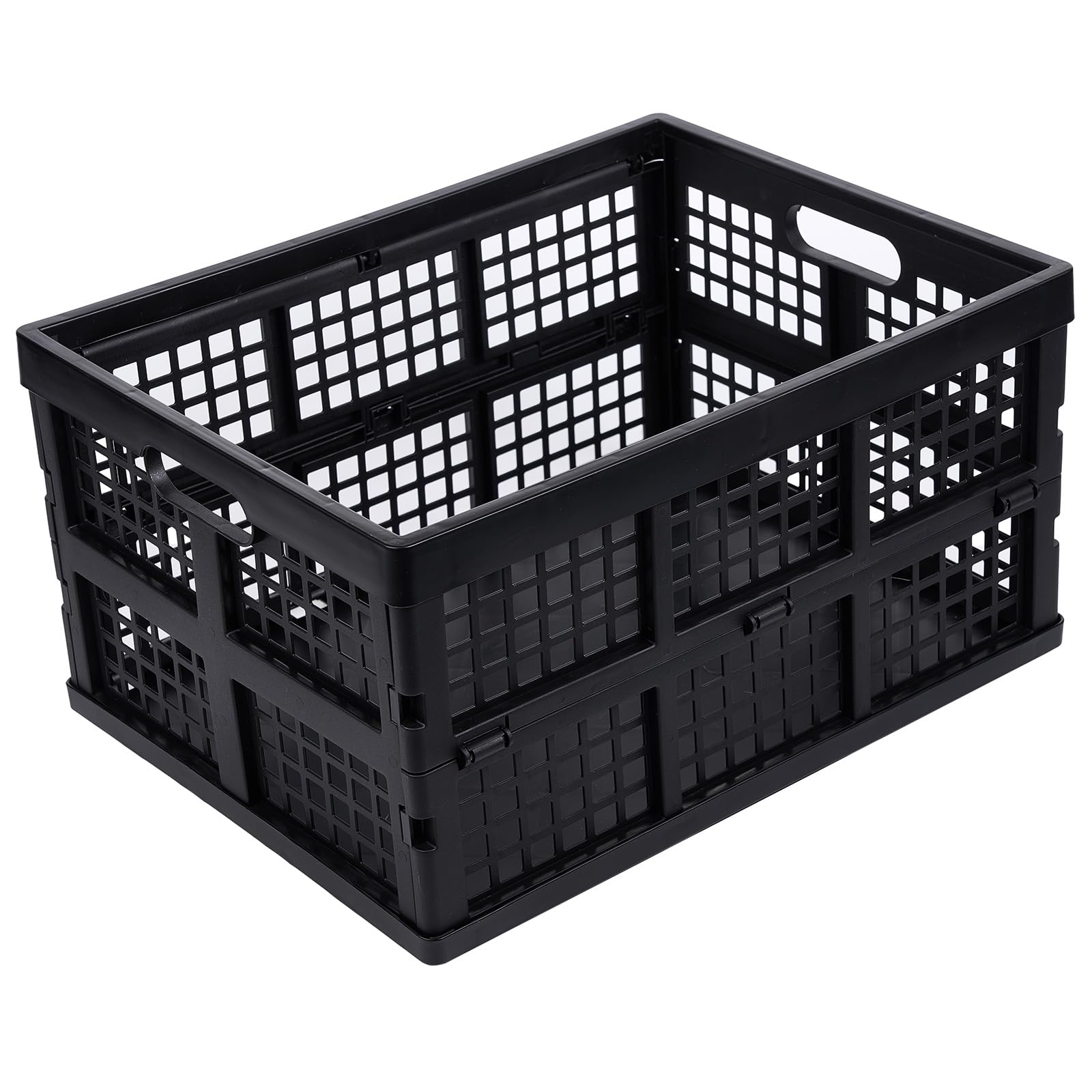 Aebeky 3-Pack Plastic Collapsible Storage Crates-30L,Foldable Plastic Crates for Storage (Black)