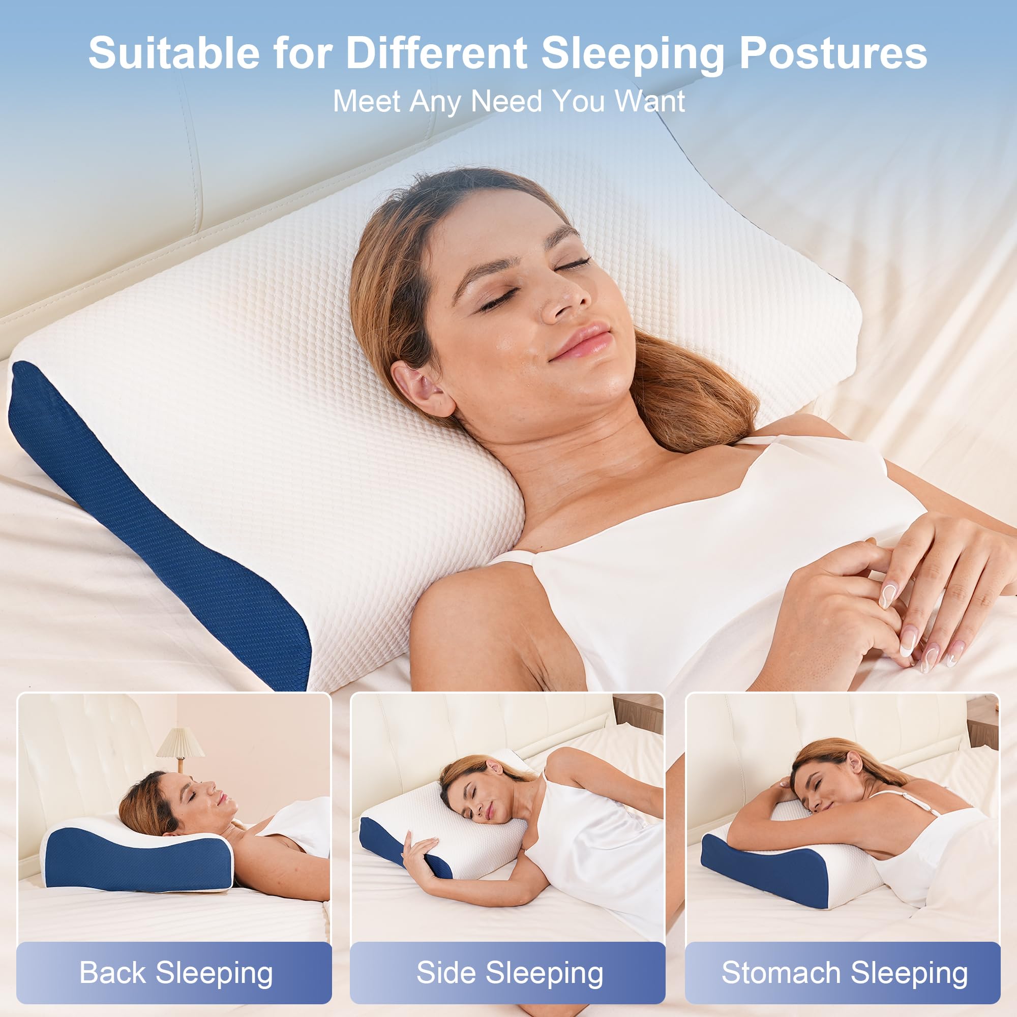Memory Foam Pillows for Sleeping - Cervical Pillow for Neck and Shoulder Pain Relief, Side Sleeper Pillow Ergonomic Contour Orthopedic Neck Support Pillows for Side Back Stomach Sleepers, Mom Dad Gift