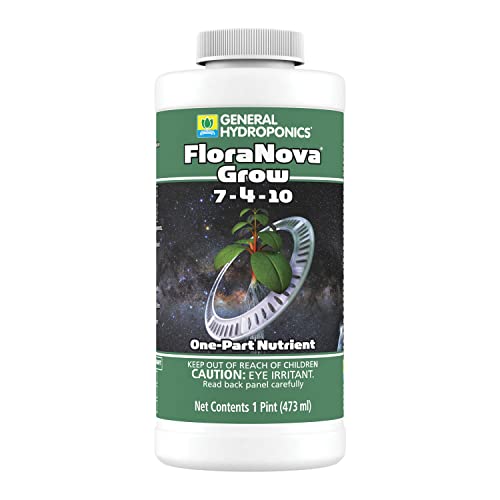 General Hydroponics FloraNova Grow 7-4-10, Robust Strength of Dry Fertilizer But in Rapid Liquid Form, Use for Hydroponics, Soilless Mixtures, Containers & Garden Grown Plants, 1-Pint