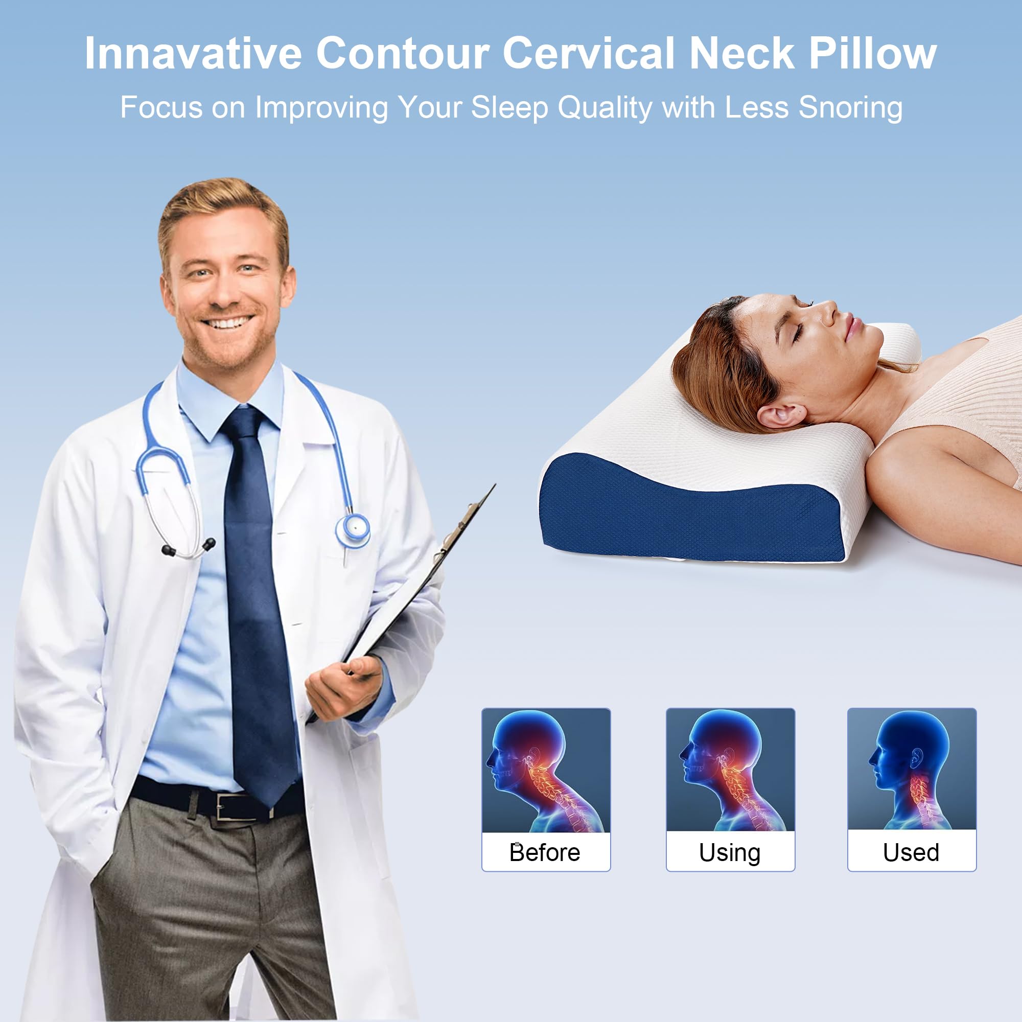 Memory Foam Pillows for Sleeping - Cervical Pillow for Neck and Shoulder Pain Relief, Side Sleeper Pillow Ergonomic Contour Orthopedic Neck Support Pillows for Side Back Stomach Sleepers, Mom Dad Gift